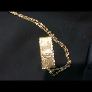 Accessories | 1k Gold Chain 100 Dollar Bill Pendant | Poshmark